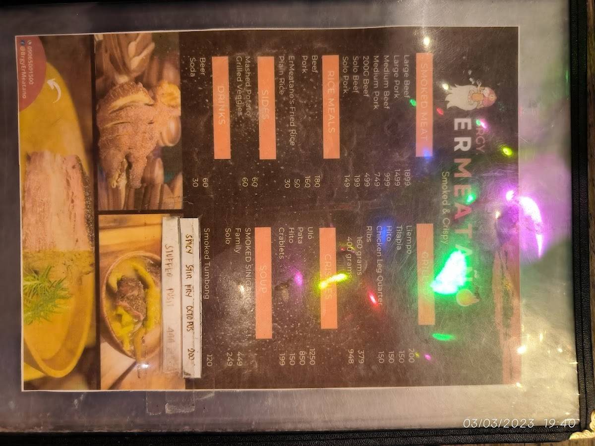 Menu at Ermeataño Antipolo restaurant, Antipolo