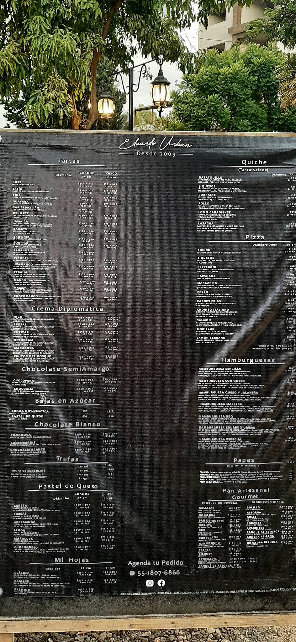 Carta del restaurante Espíritu Inquieto, Santiago Teyahualco