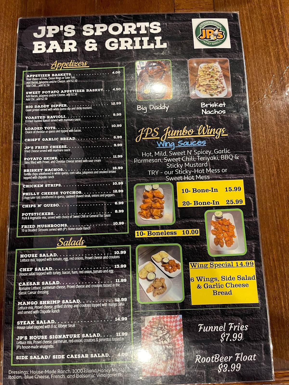 Menu at JP's Sports Bar & Grill, Eureka