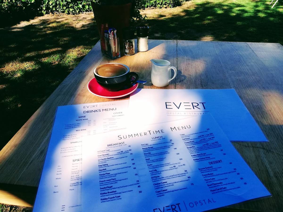 Menu at Evert Opstal Restaurant, Cape Town