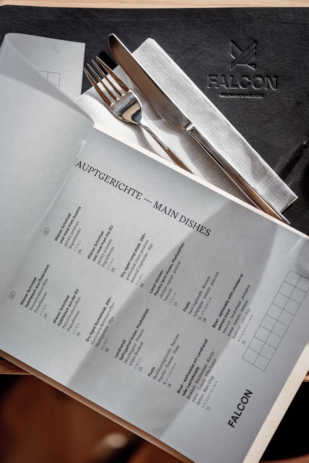 Carta de FALCON À-la-Carte-Restaurant, Sölden