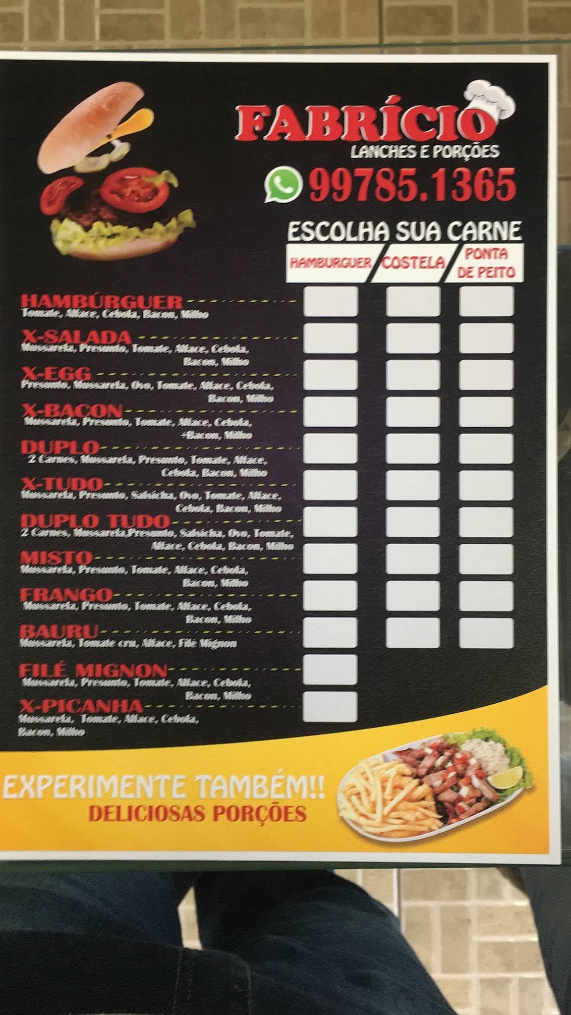 Menu em Fabrício Lanches pub & Bar, Américo Brasiliense