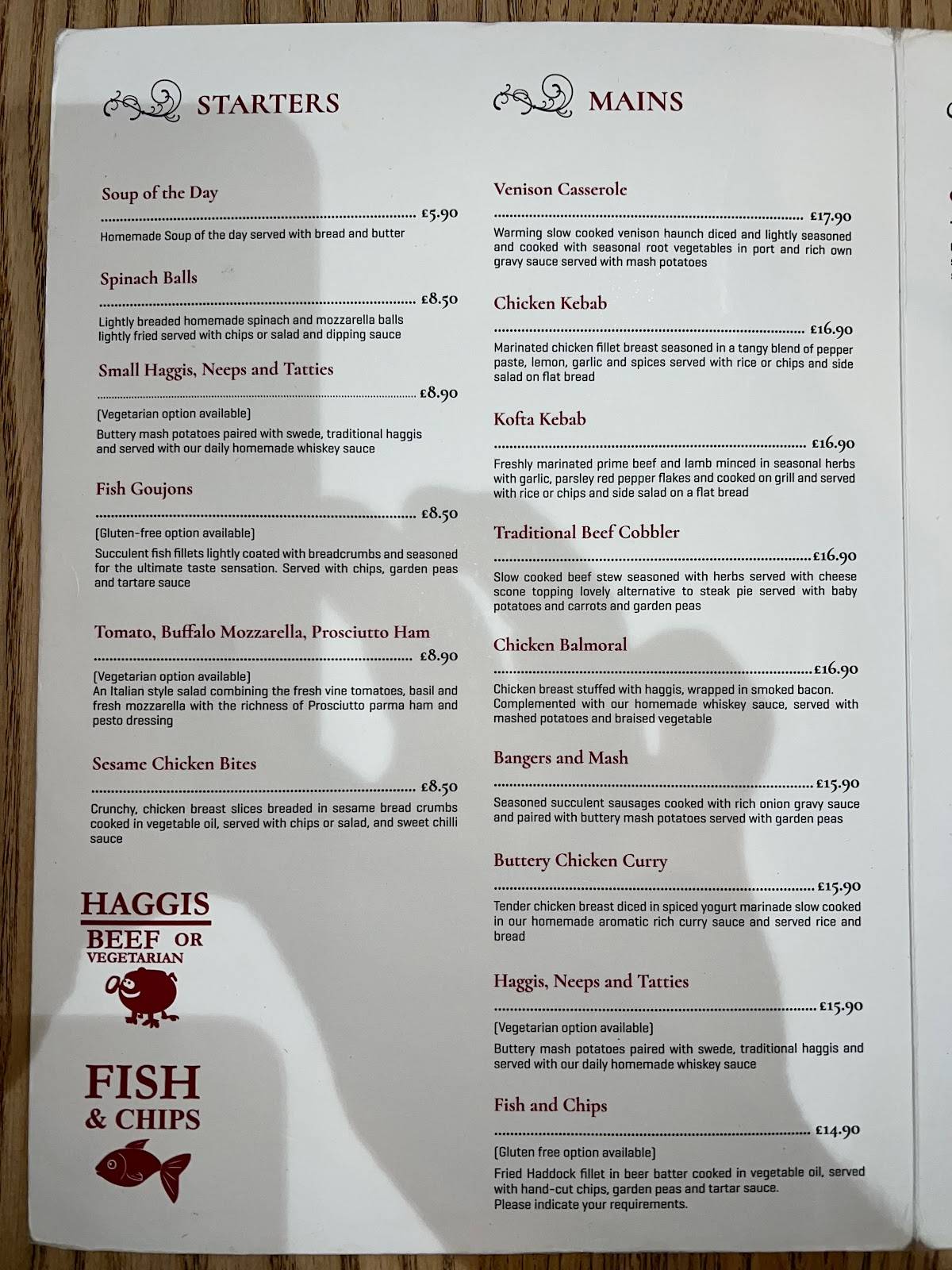 Menu at Farquharsons Bar and Kitchen, Braemar