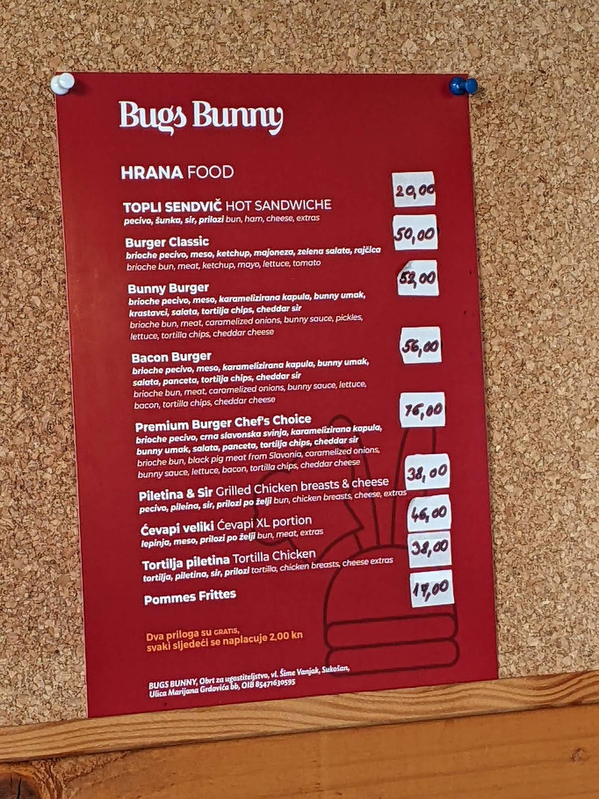 Menu da Fast Food BUGS BUNNY, Sukošan