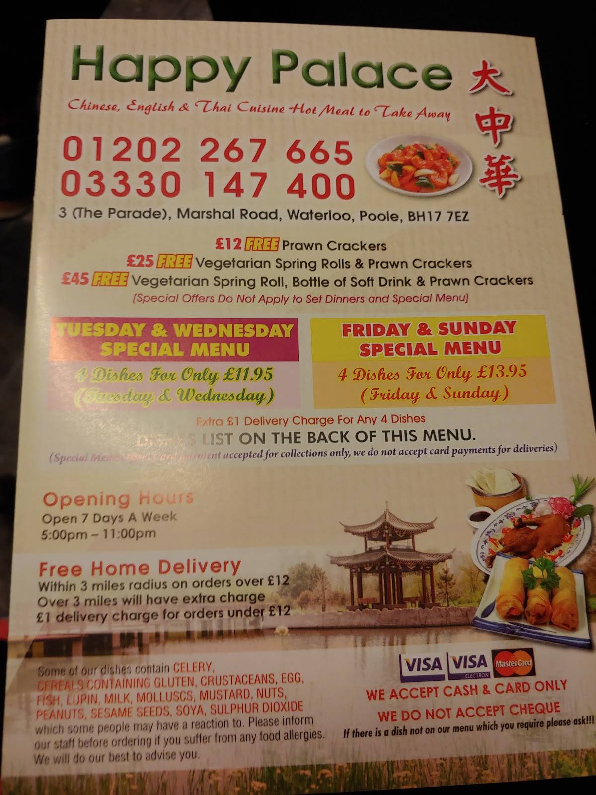 Menu at Happy Palace fast food, Poole