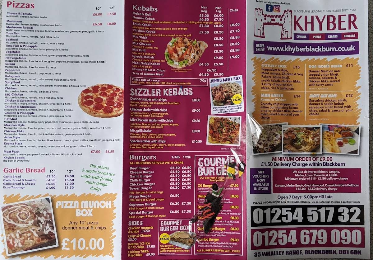 Menu at Khyber Cafe Blackburn, Blackburn