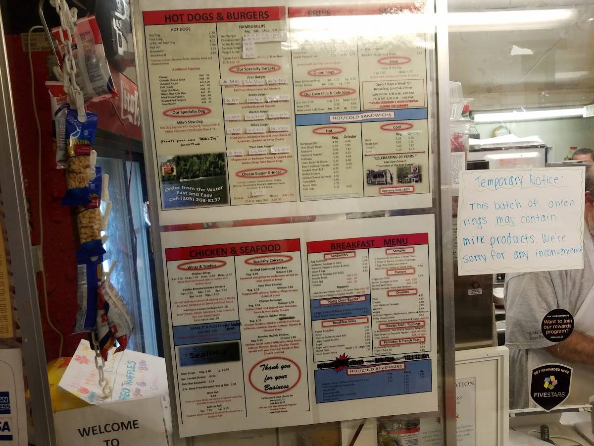 Menu at Lake Zoar Drive-In fast food, Monroe