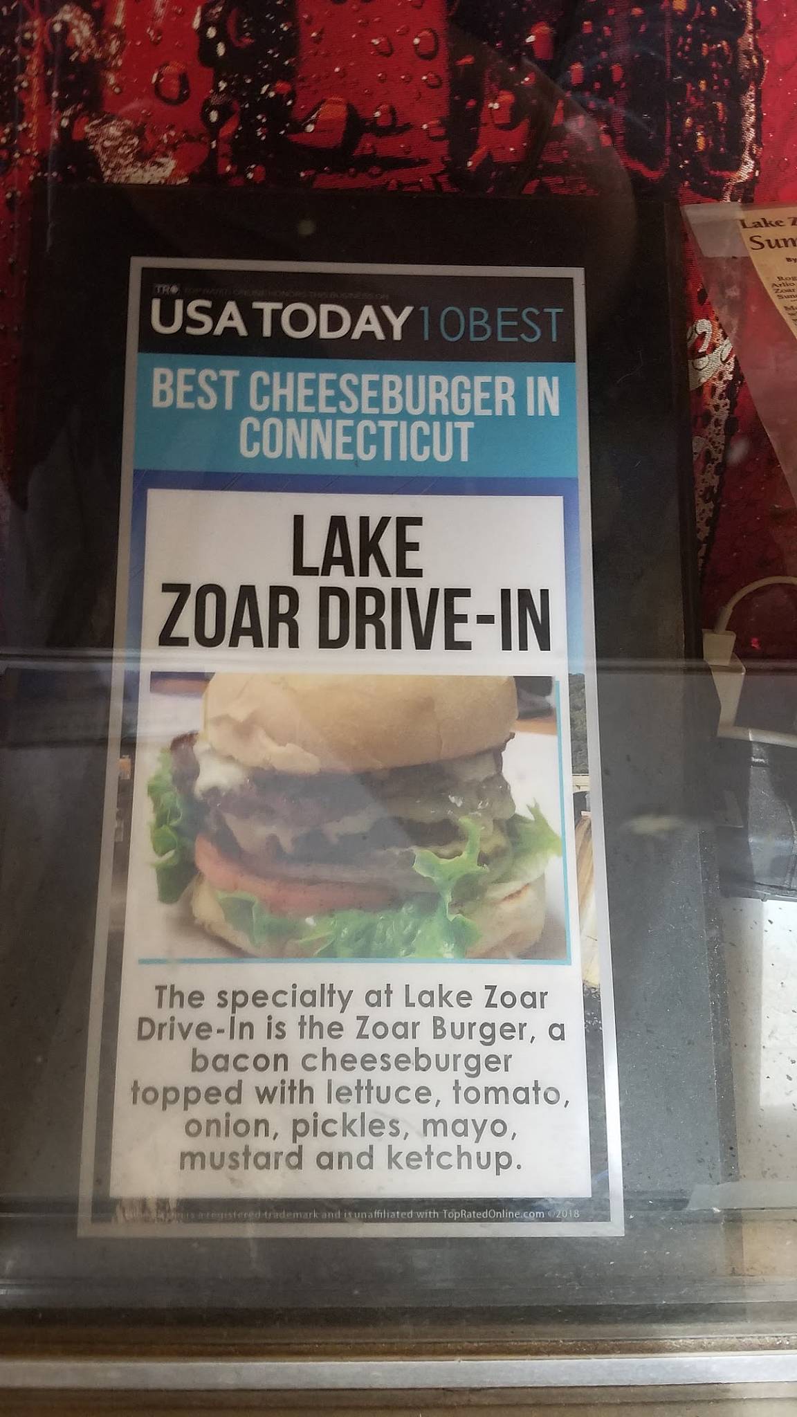 Menu at Lake Zoar Drive-In fast food, Monroe