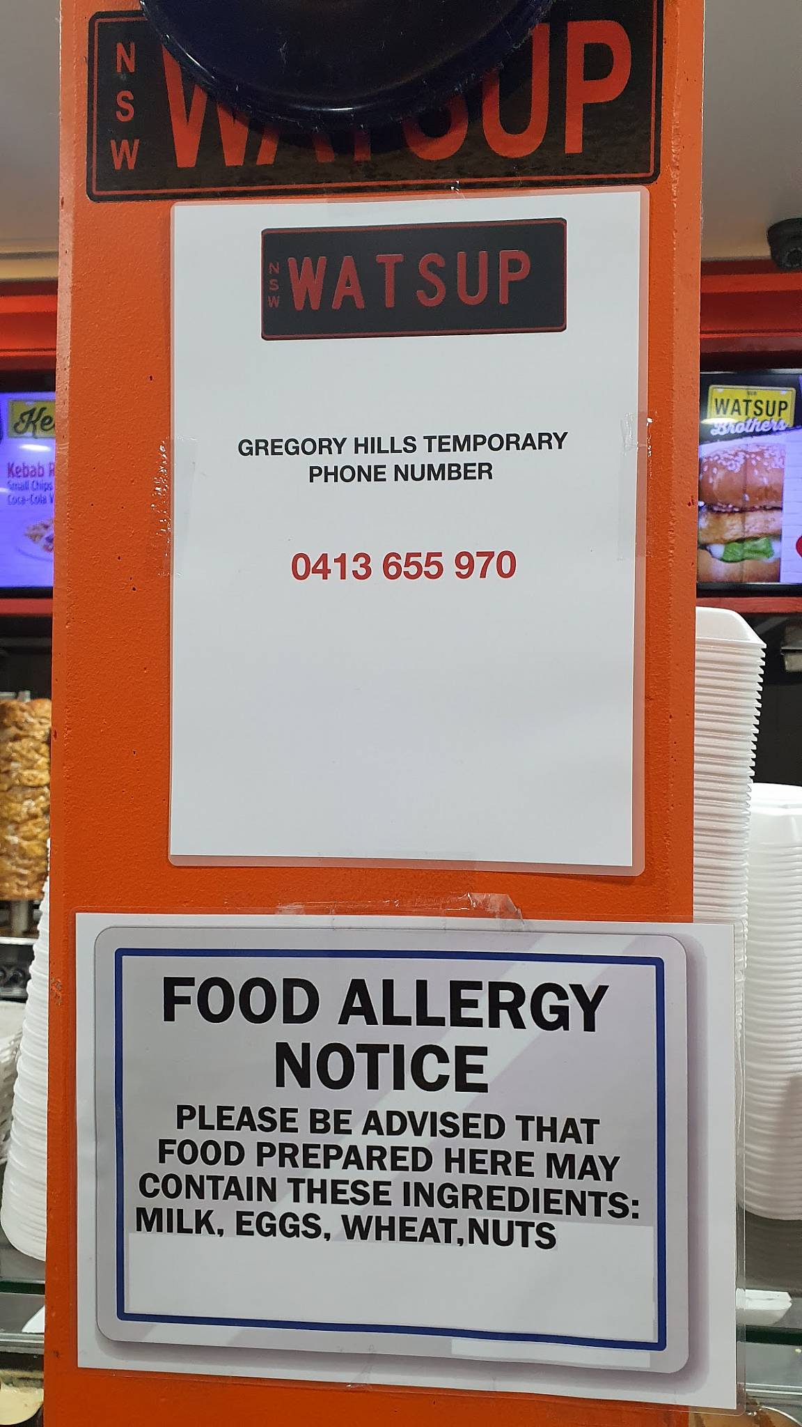 Menu at Watsup Brothers Gregory Hills fast food, Gledswood Hills, 13/1 ...