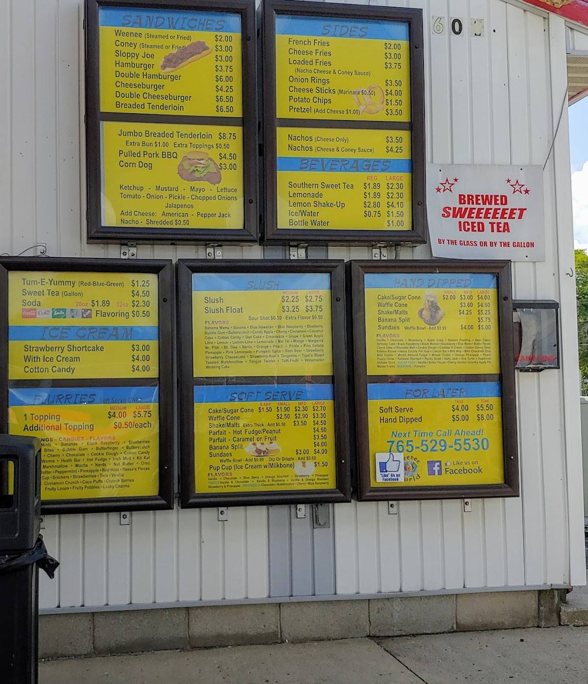 Menu at Weenee World fast food, New Castle