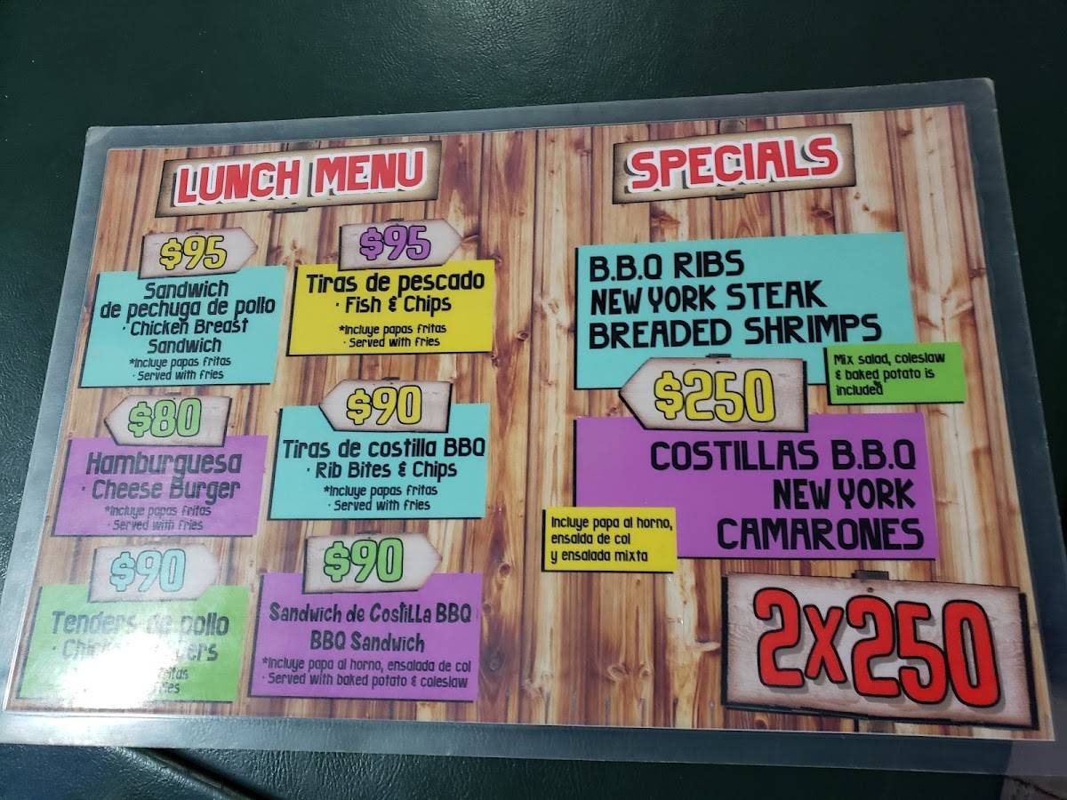 Menu at Fat Fish restaurant, Mazatlán