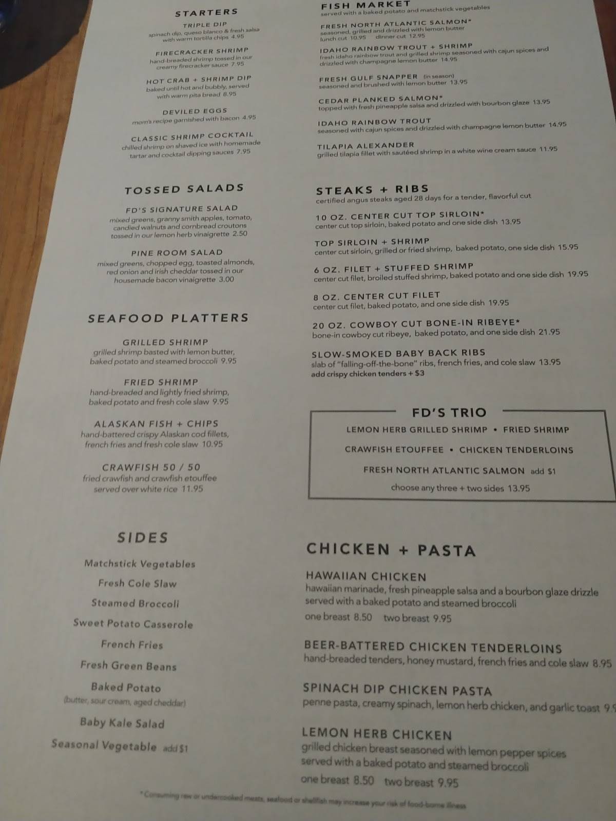 Menu at FD's Grillhouse steakhouse, Tyler, S Broadway Ave #494