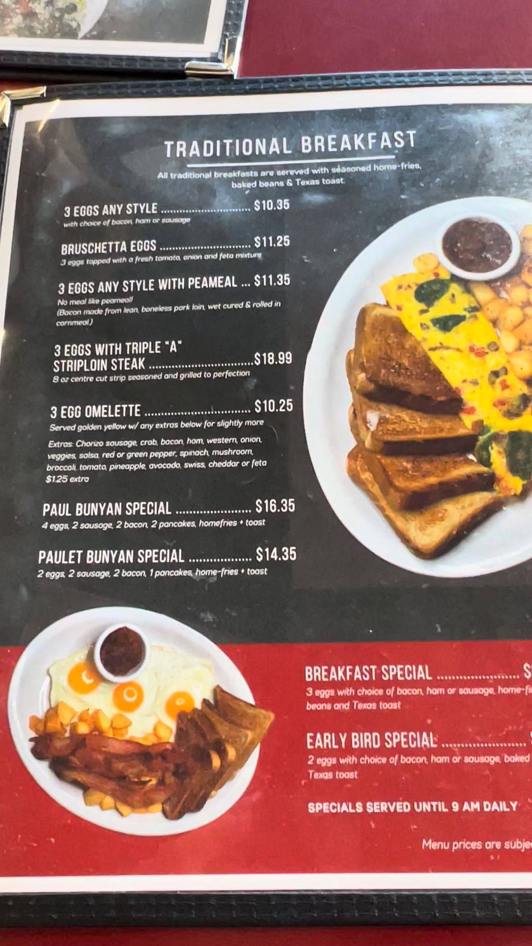 Menu at Features restaurant, Stratford
