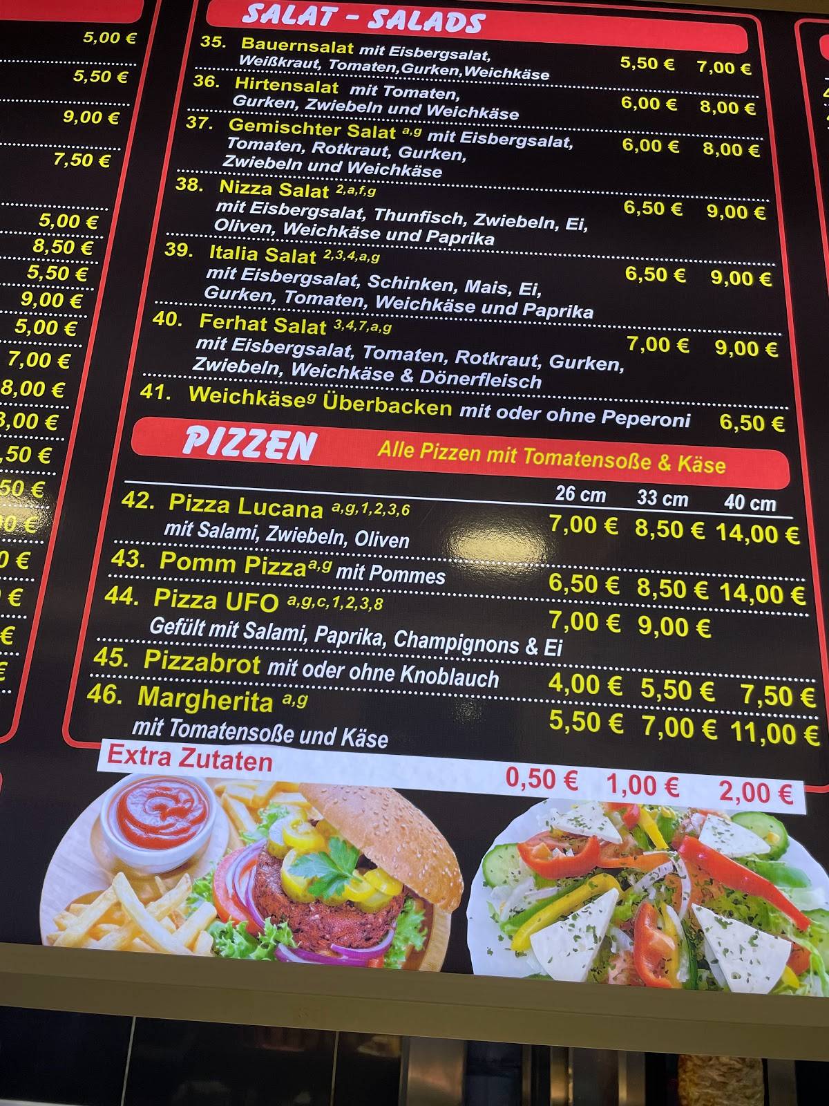 Speisekarte von Ferhat Döner, Kebab & Pizza Haus, Mehlingen
