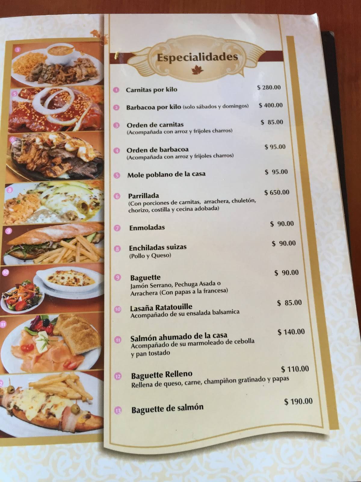 Carta del restaurante Finca Familiar 3 Hermanos, Celaya