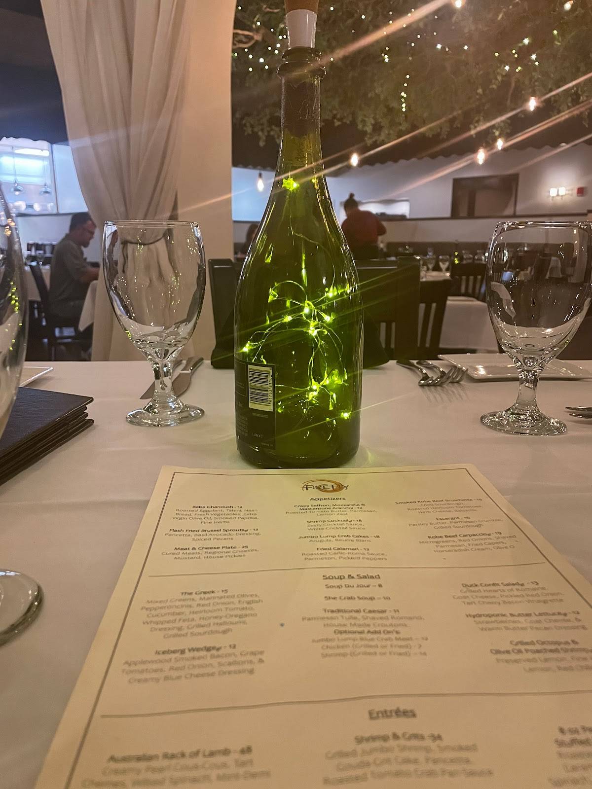 Menu at Firefly restaurant, Panama City Beach