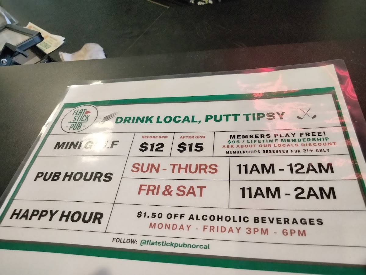 Menu at Tipsy Putt pub & bar, South Lake Tahoe