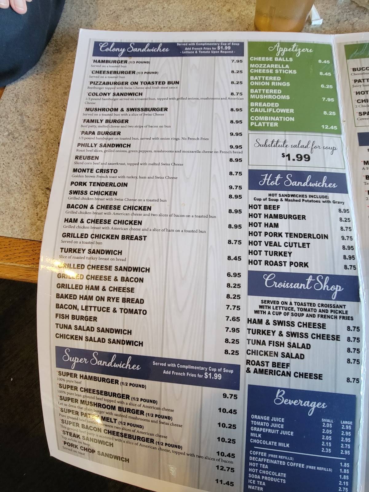 Menu at Fort Colony Restaurant, Fort Madison