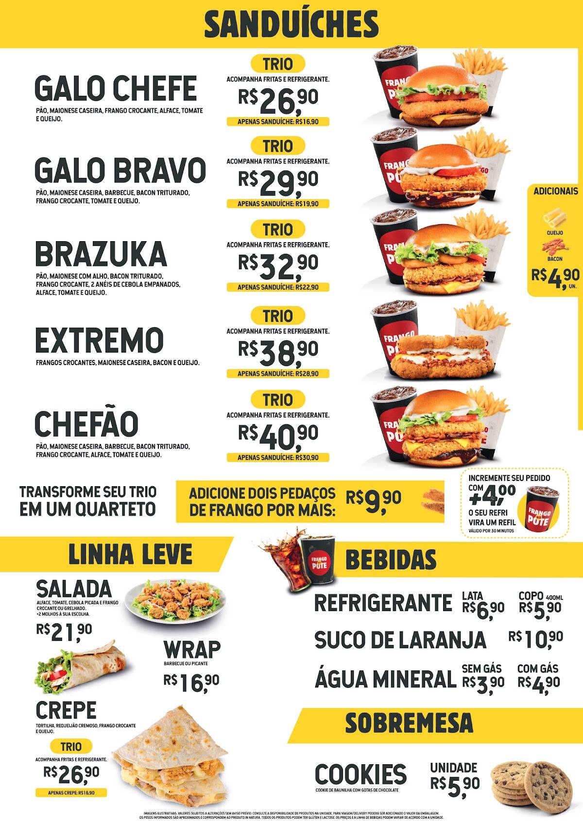 Menu at Frango no Pote restaurant, Monte Carmelo