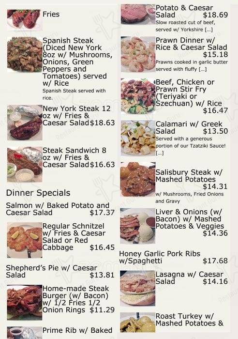 Menu at Fresgo Inn Restaurant, Surrey