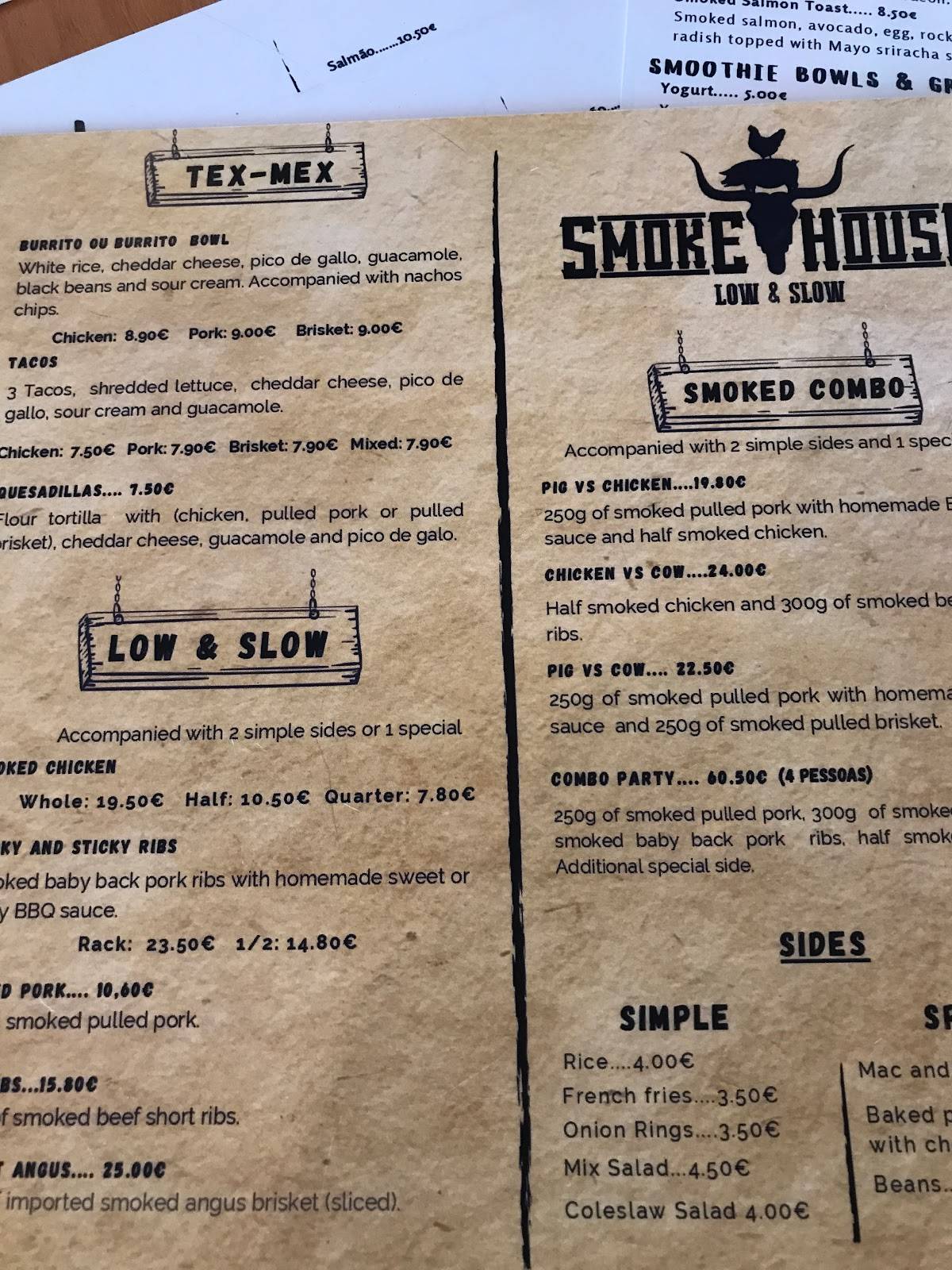Menu at The Snug Smoke House cafe, Funchal
