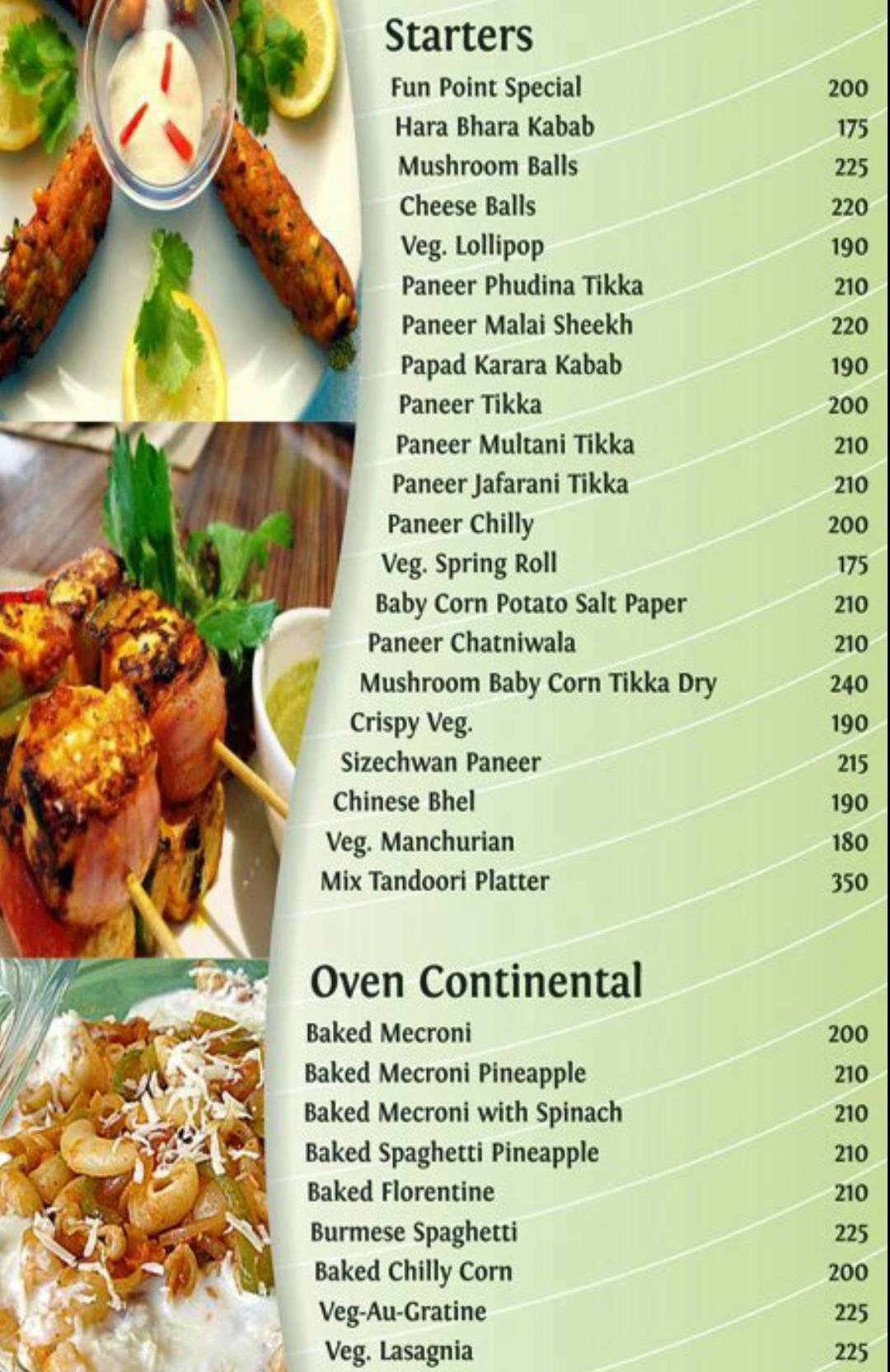 Menu at Funpoint Garden Restaurant, Ahmedabad, Tapovan Cir
