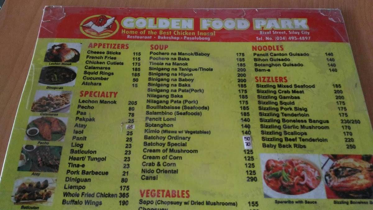 Menu at GOLDEN FOOD PARK restaurant, Silay City
