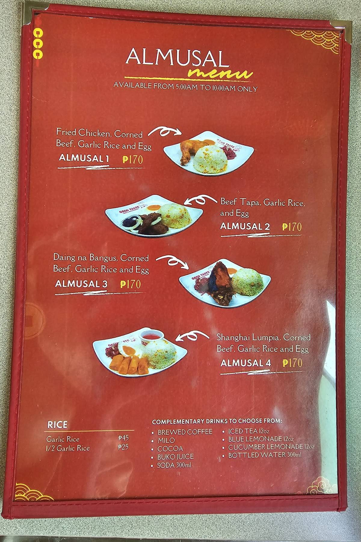 Menu at GOODTASTE RESTAURANT, Baguio, Otek St