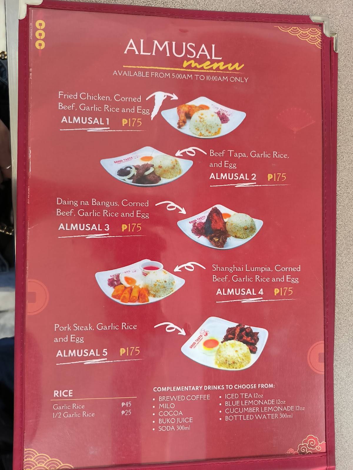 Menu at GOODTASTE RESTAURANT, Baguio, Otek St