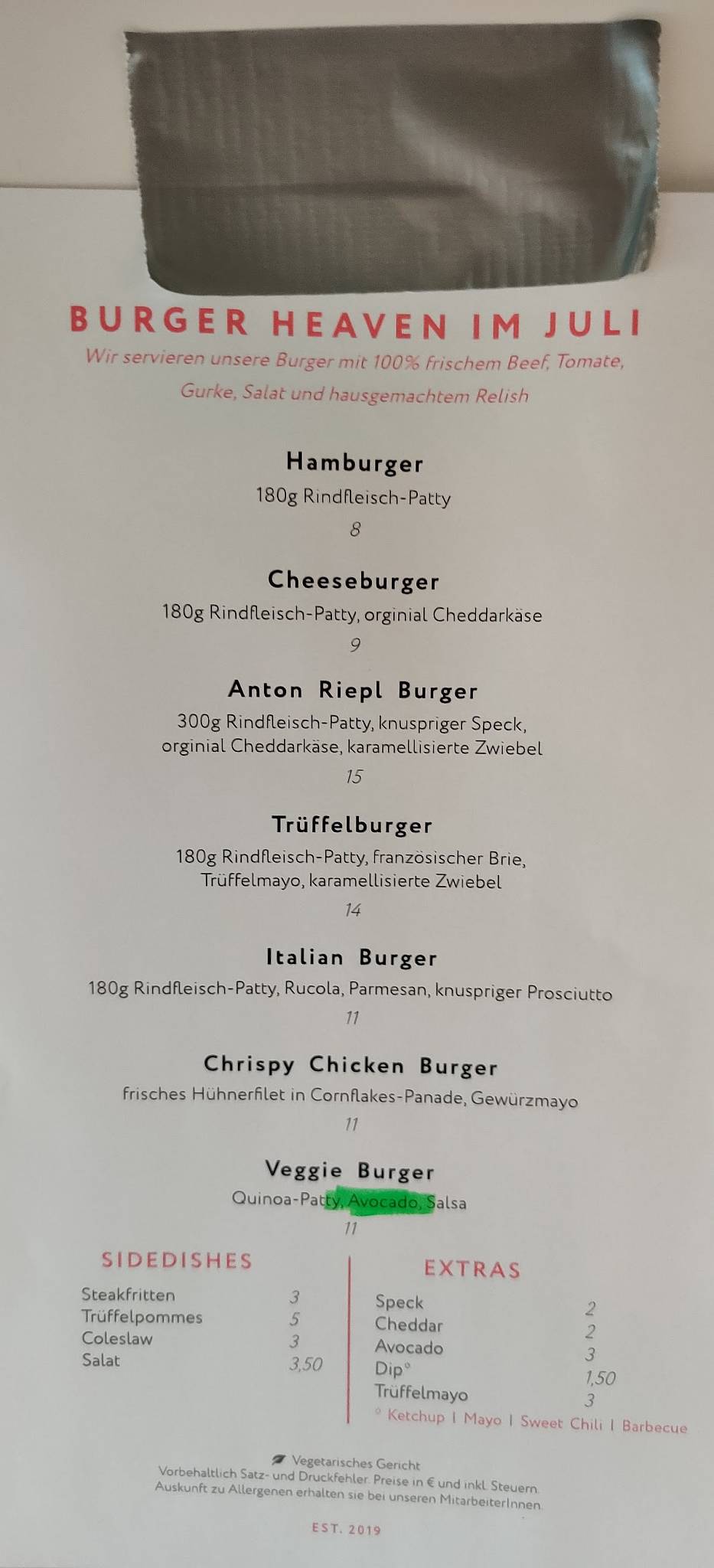 Speisekarte von MATHIS - Restaurant und Weinbistro, Gallneukirchen