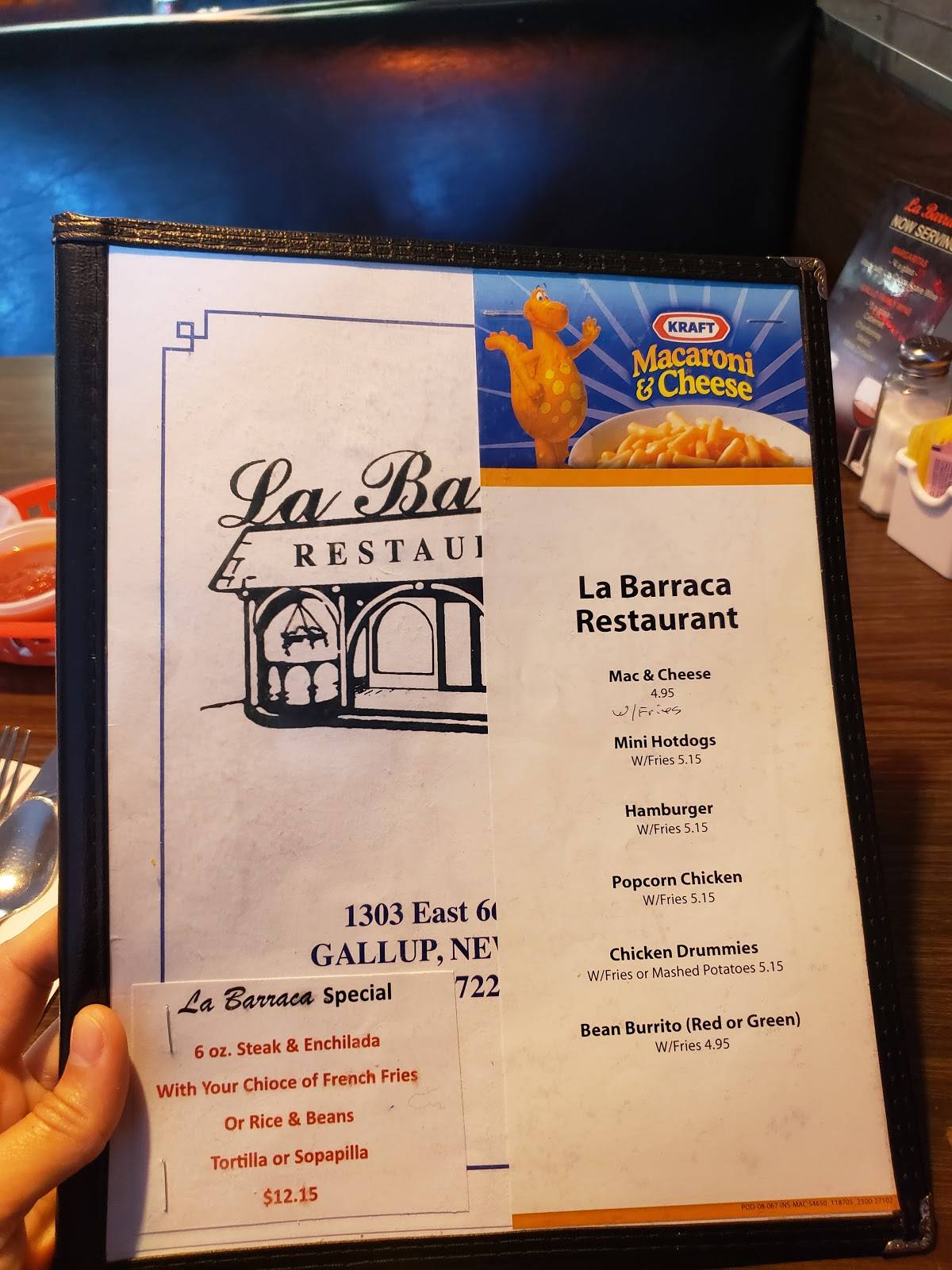 Menu at La Barraca Restaurant, Gallup