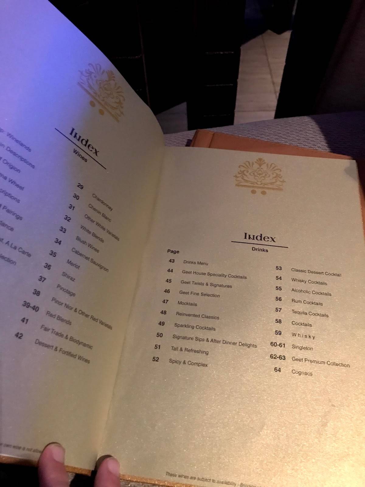 Menu at Geet Indian Restaurant, Pretoria