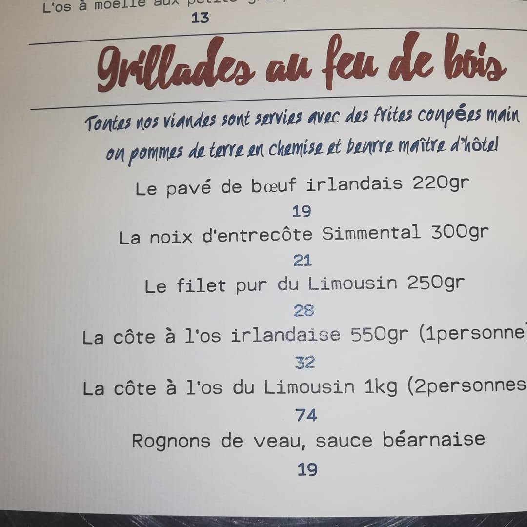 Menu au Chez Georges, Genappe