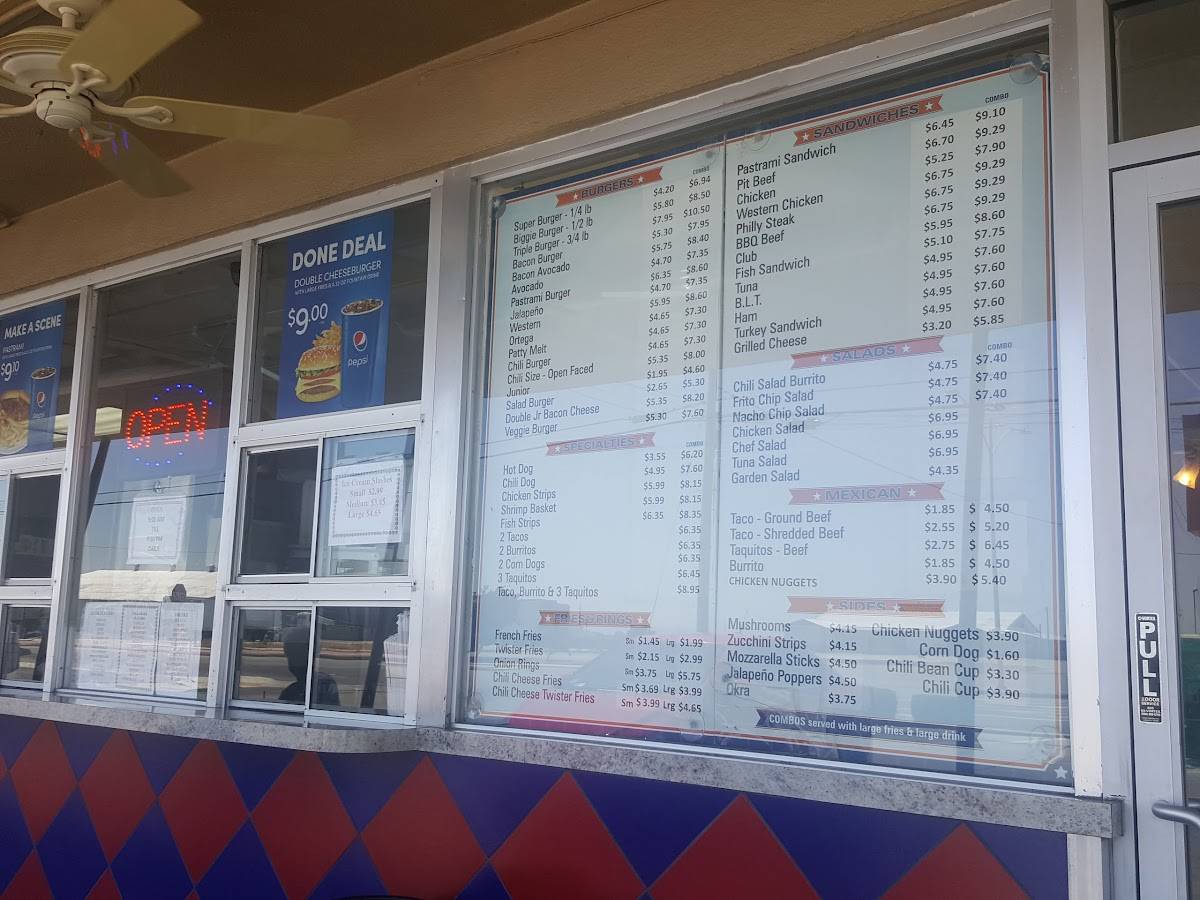 Menu at Generals Headquarters restaurant, Shafter