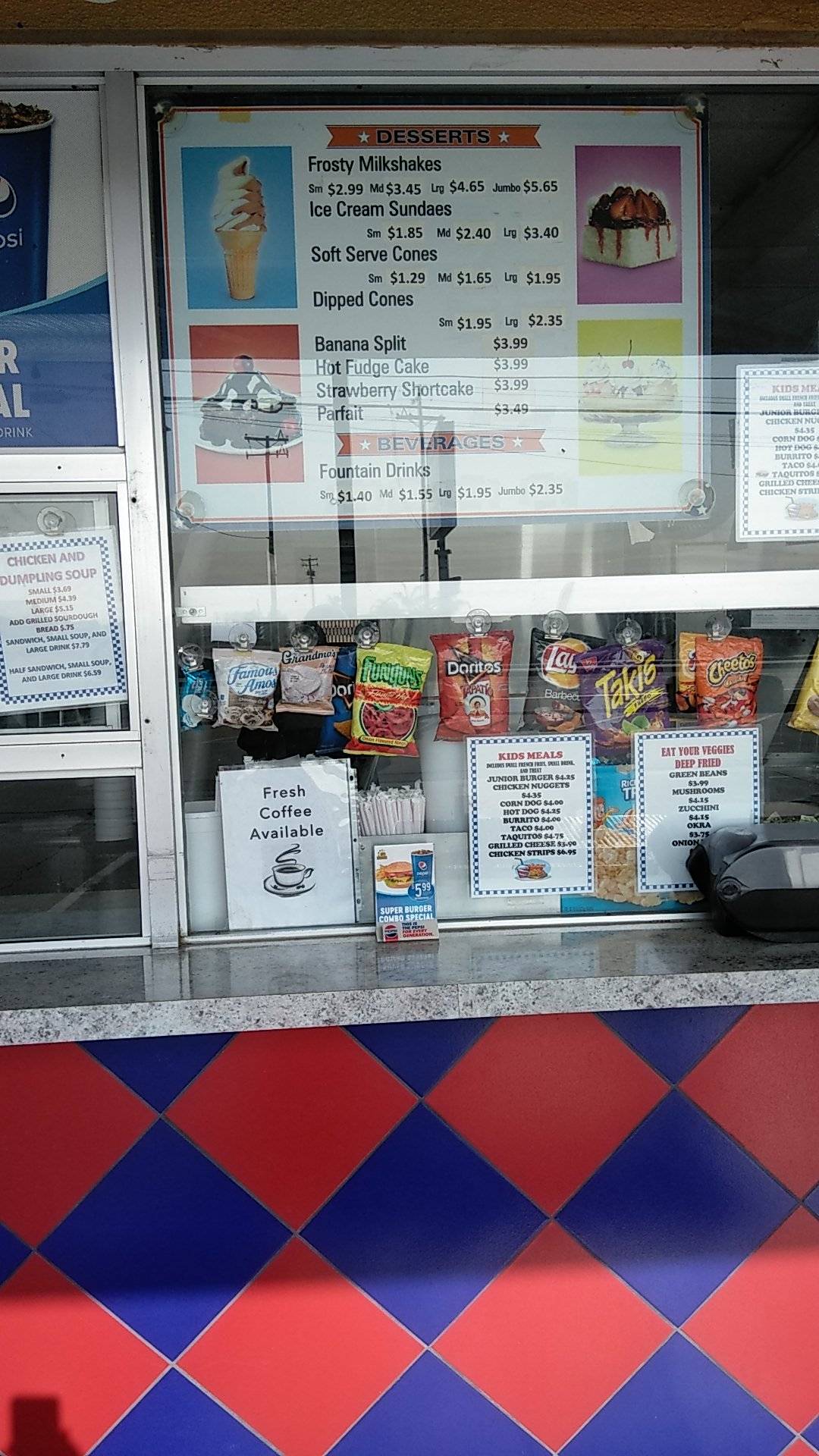 Menu at Generals Headquarters restaurant, Shafter
