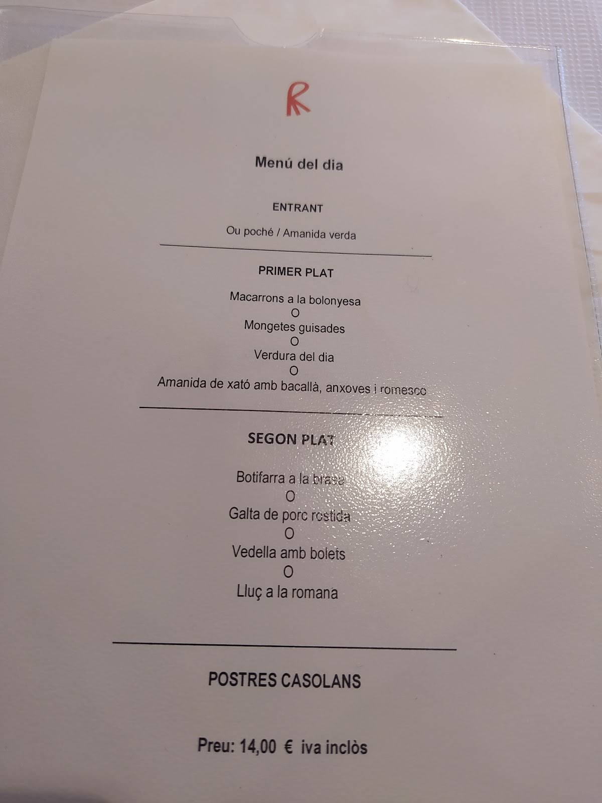 Carta del restaurante Can Roca, Gerona, Ctra. del Taialà