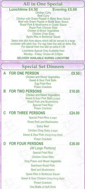 Menu at Golden Crown fast food, London, 348 Queensbridge Rd