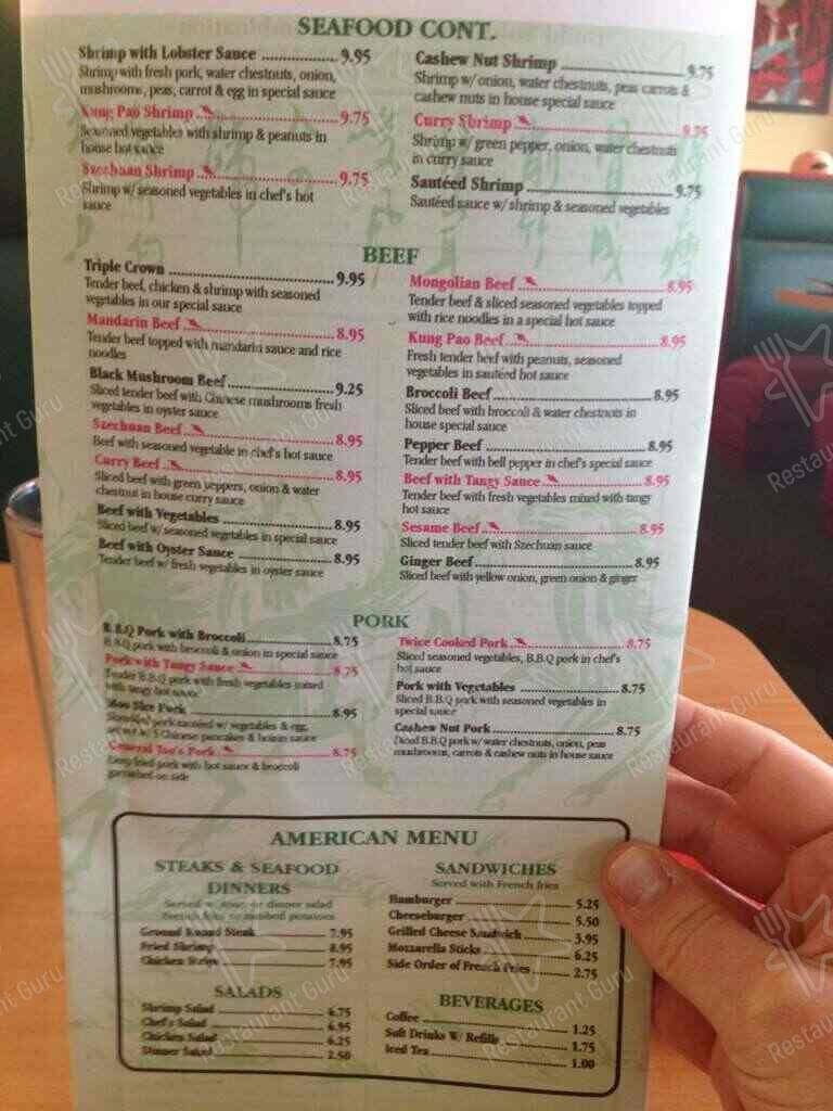 Menu at Golden Crown Restaurant, Baker City