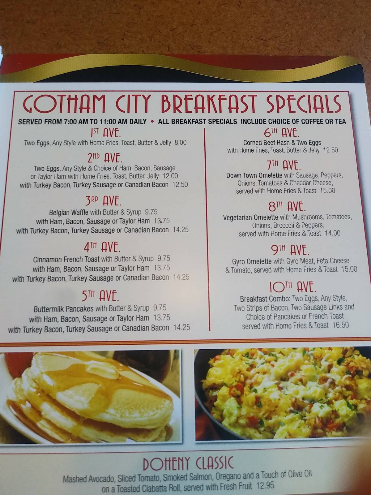 Menu at Gotham City Diner pub & bar, Ridgefield