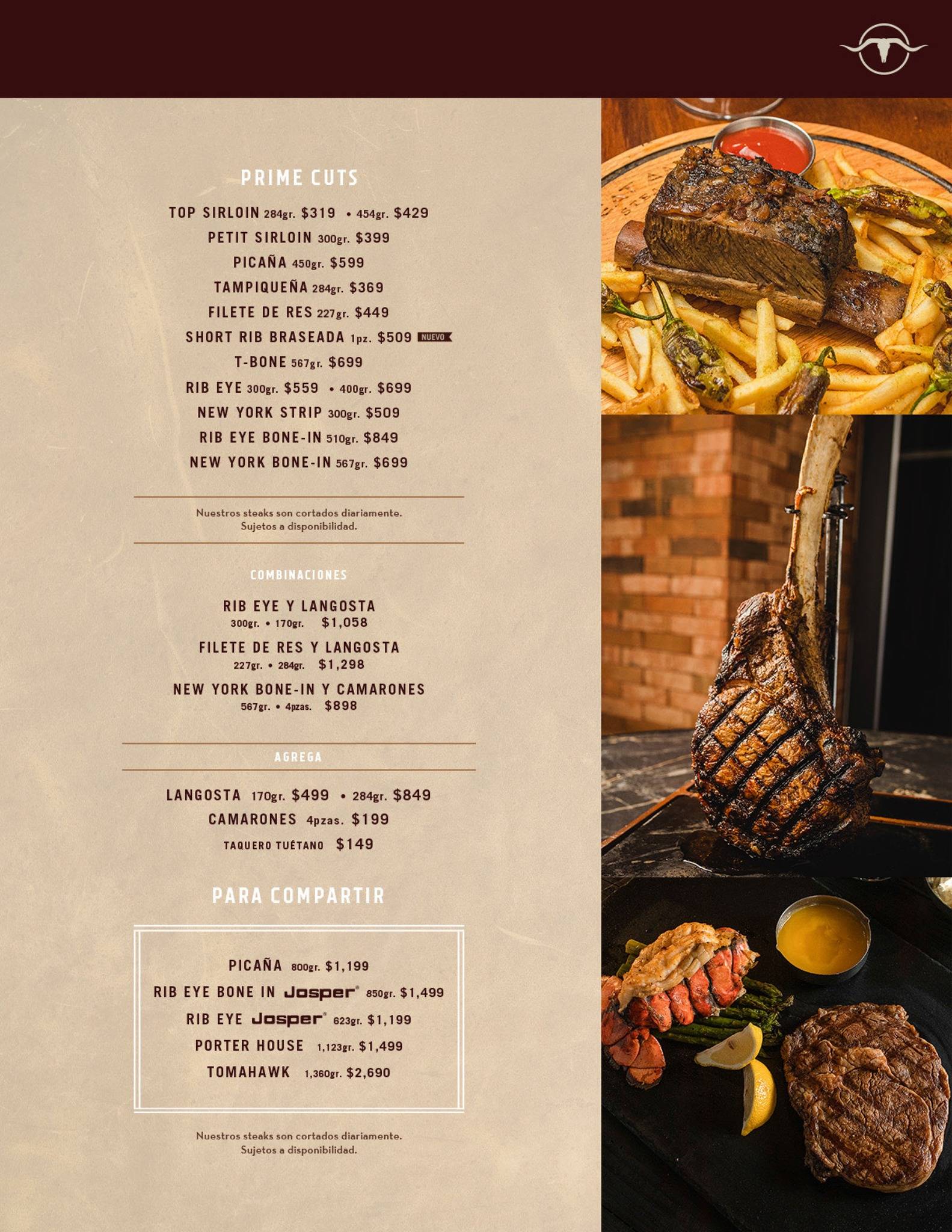 Carta de Great American Steakhouse - Ciudad Juárez, Ciudad Juarez, Blvd. Teófilo Borunda 8681