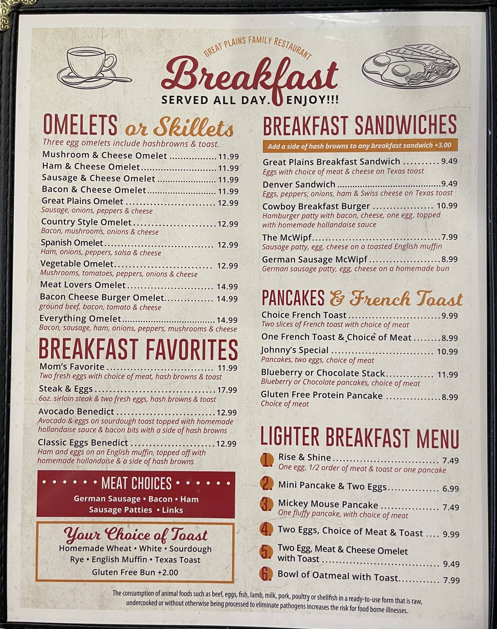 Menu at Great Plains Family Restaurant, Mobridge