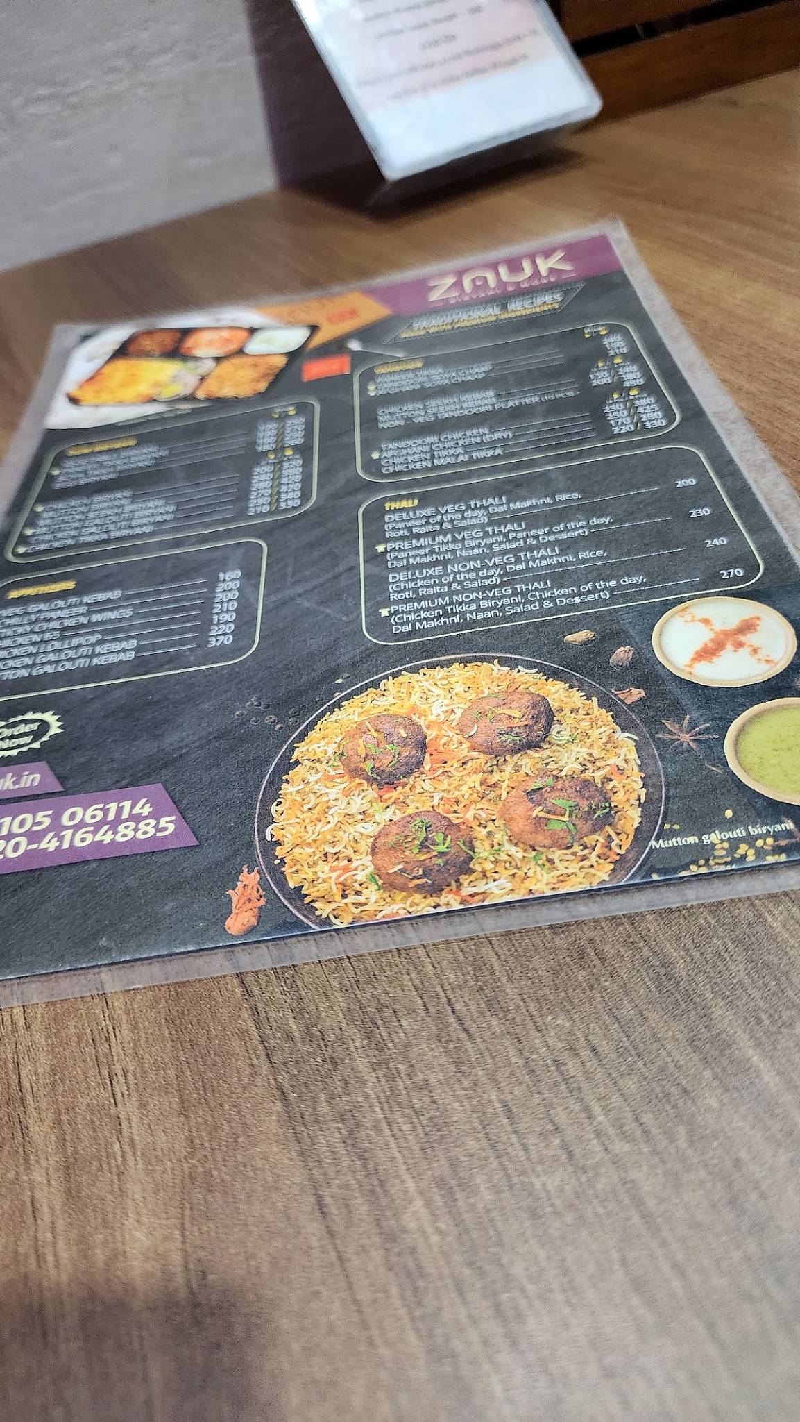 Menu at Zauk Biryani & More, Greater Noida