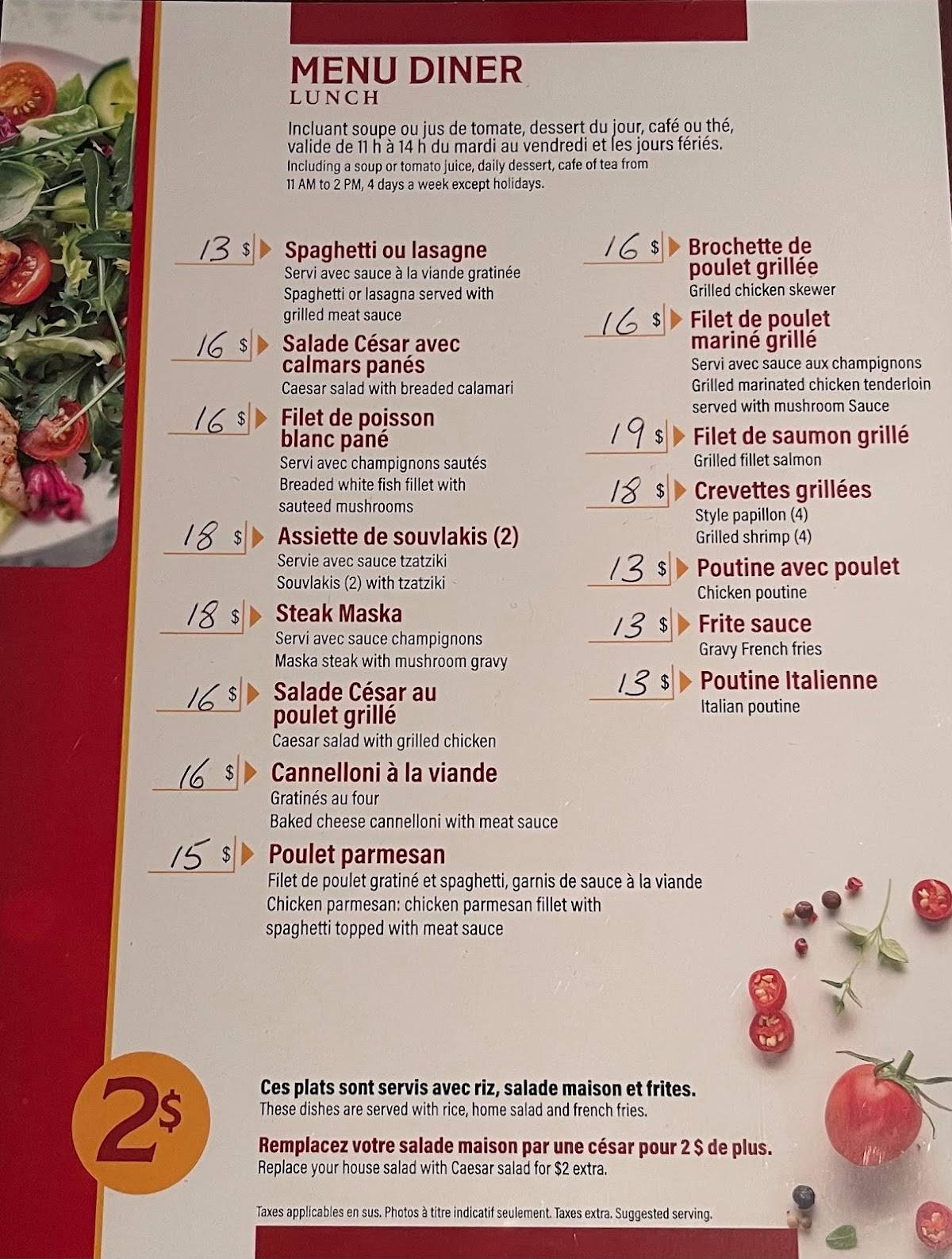 Menu au Grillades Maska restaurant, Saint-Hyacinthe