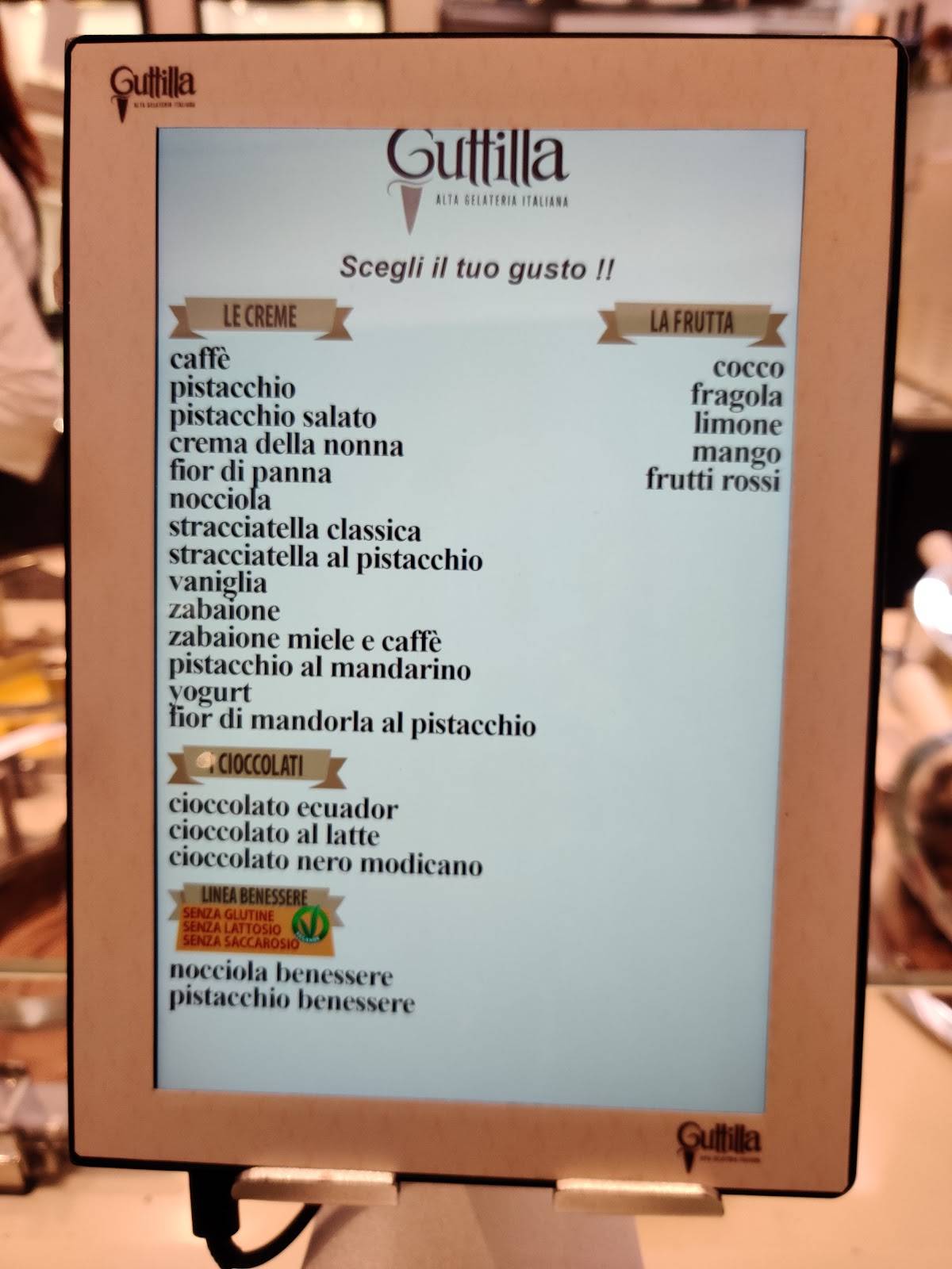 Carta de Guttilla Alta Gelateria Italiana - PRATI, Roma