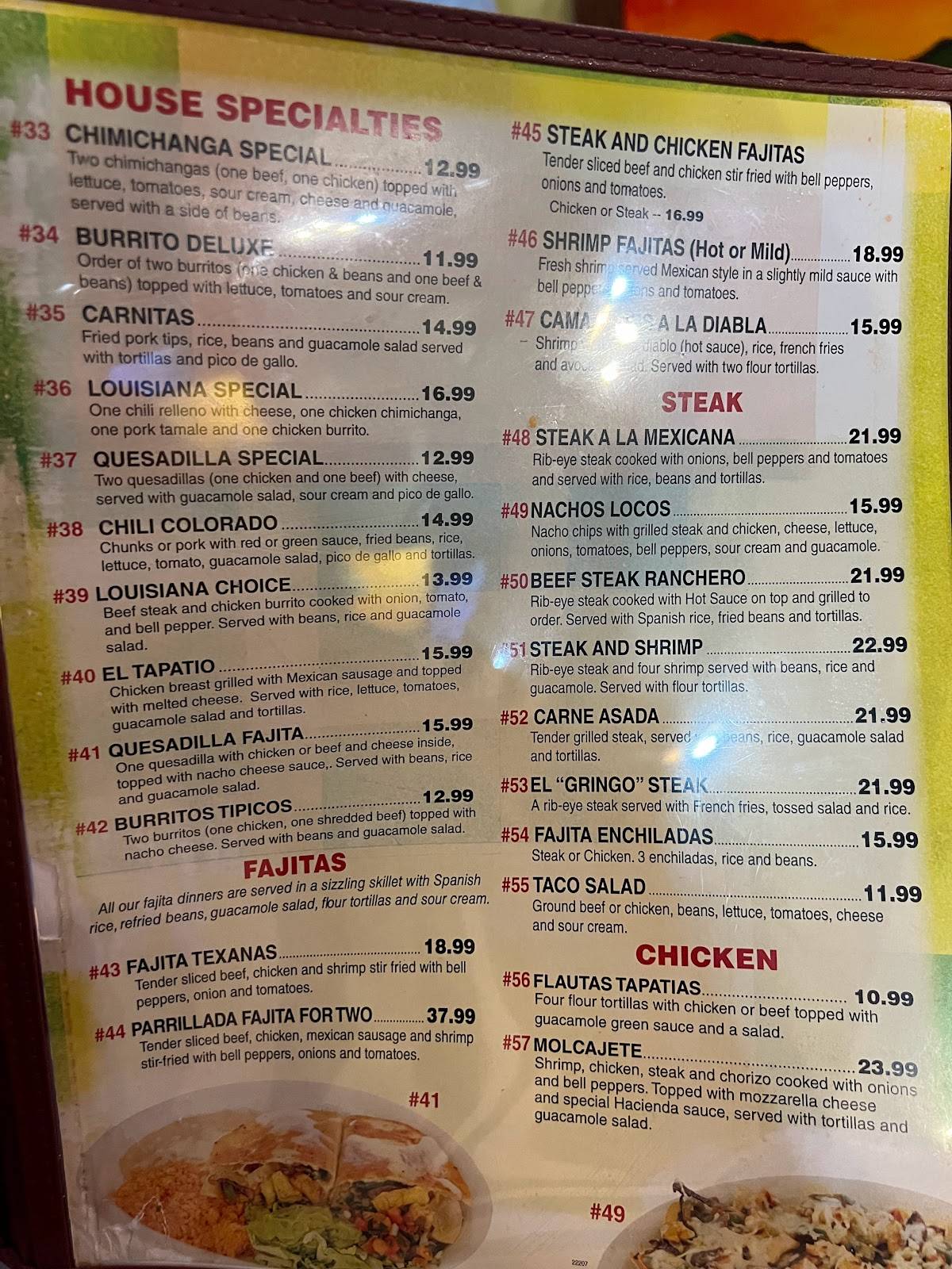 Menu at Hacienda Real Mexican Restaurant & Cantina, Lafayette, 3145 ...