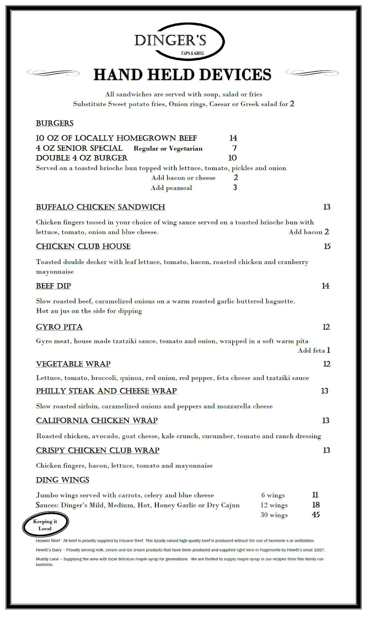 Menu at Plank Road Taps & Grill restaurant, Hagersville