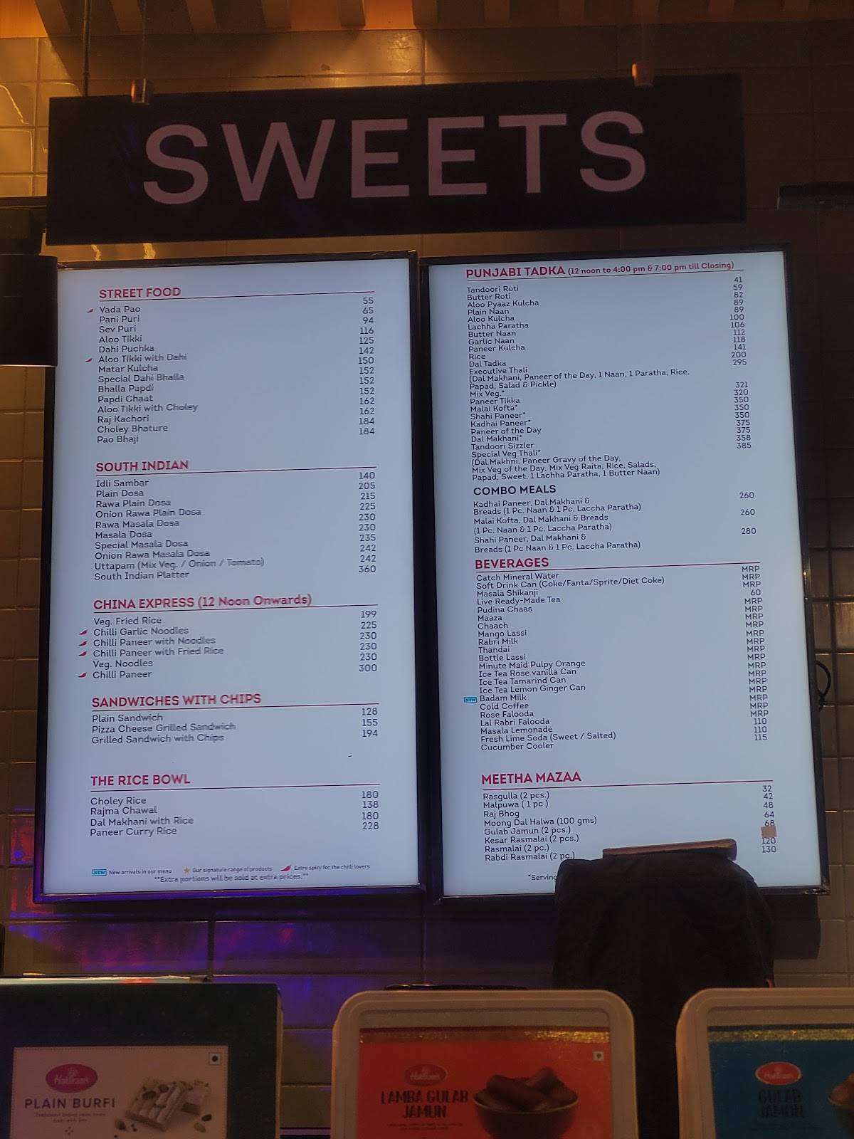 Menu at Haldiram's - V3S Mall, New Delhi