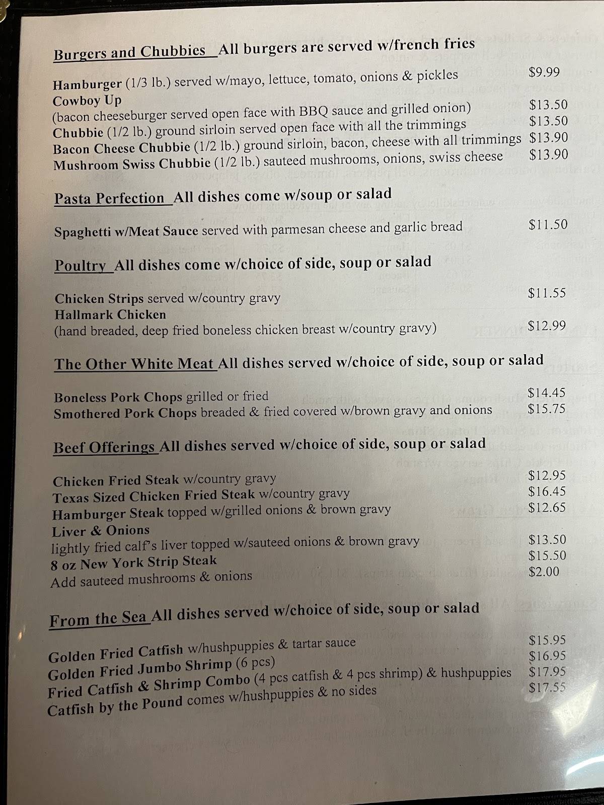 Menu at Hallmark Restaurant, Killeen