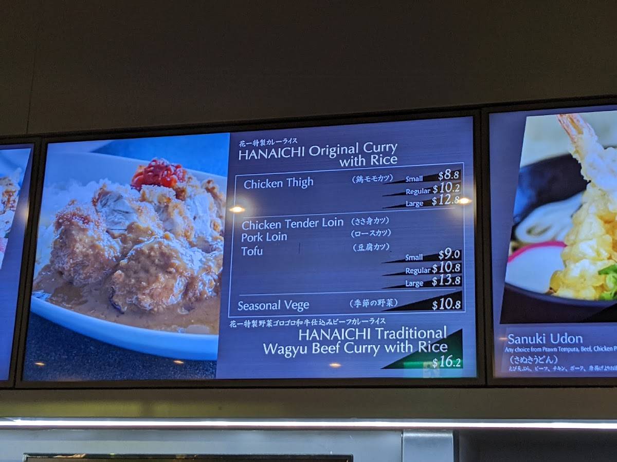 Menu at Hanaichi restaurant, Melbourne, QV Square