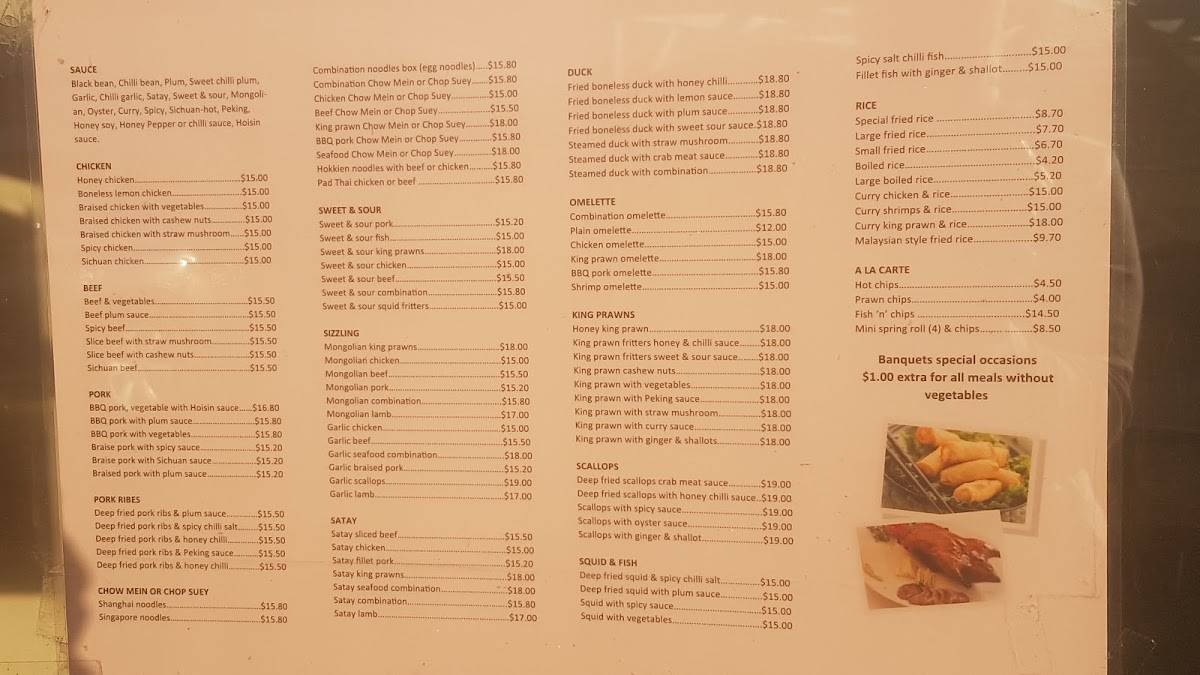 Menu at Happy Inn Chinese Restaurant, Grenfell